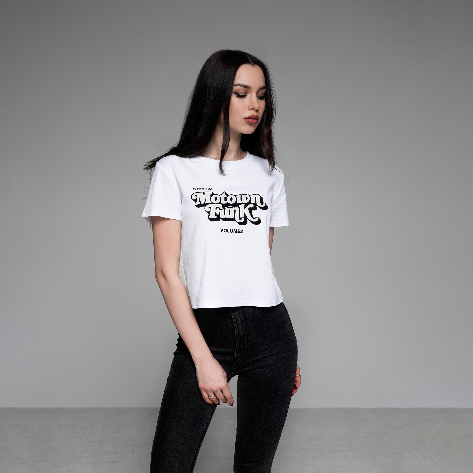 Футболка кроп топ, с объемной термоаппликацией Motown Funk