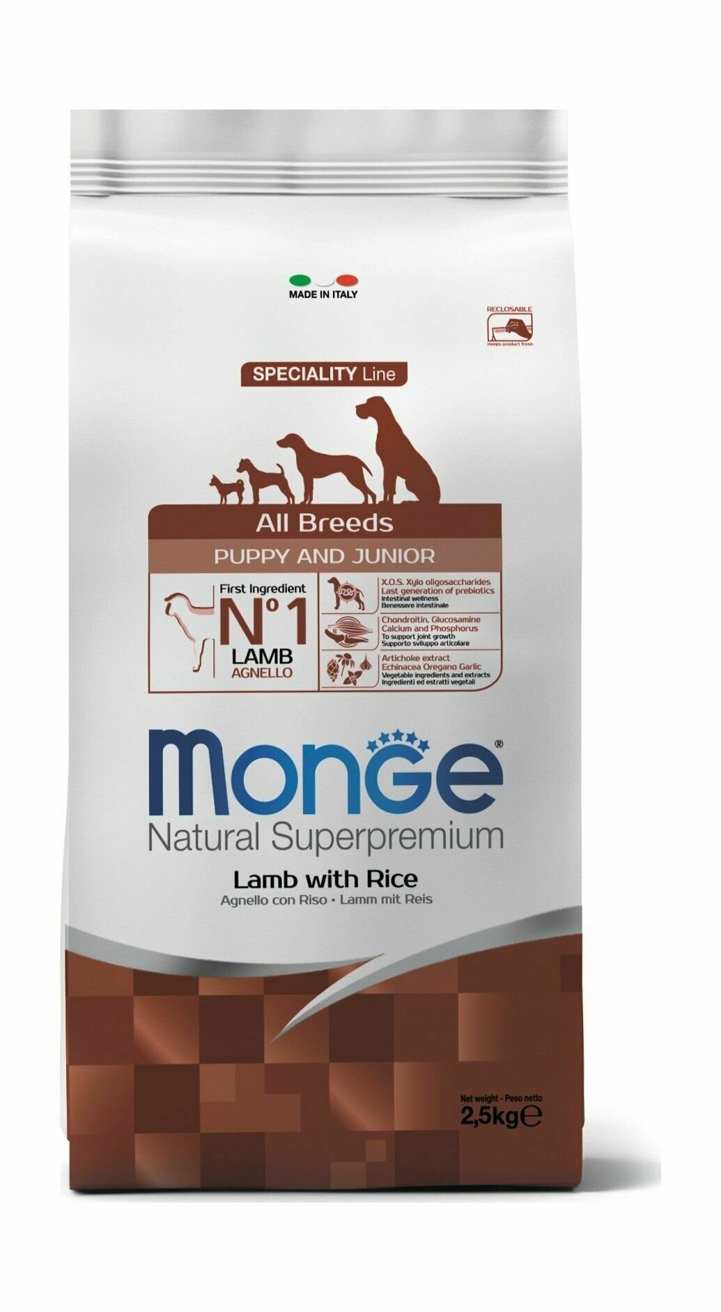 Monge Dog Speciality Puppy&Junior - Корм для щенков всех пород ягненок с рисом и картофелем (2,5 кг)