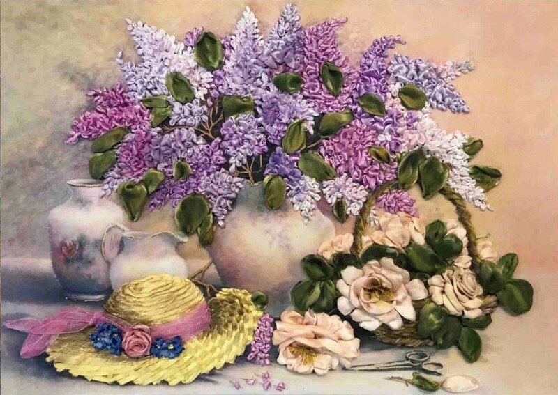 Набор для вышивания Каролинка #КЛ(Н)-3014 Нежность, Вышивка лентами, 35 х 25.5 см