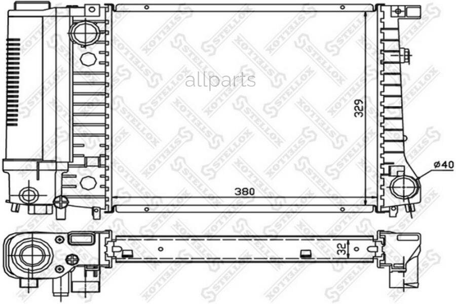 STELLOX 1025566SX радиатор системы охлаждения! без AC\ BMW E30 1.6i-1.8i 87-94
