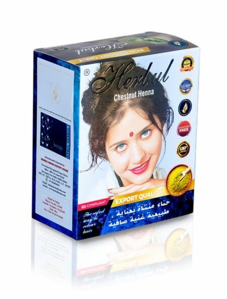 Индийская хна для волос Herbul Chestnut Henna 60 грамм - цвет каштановый