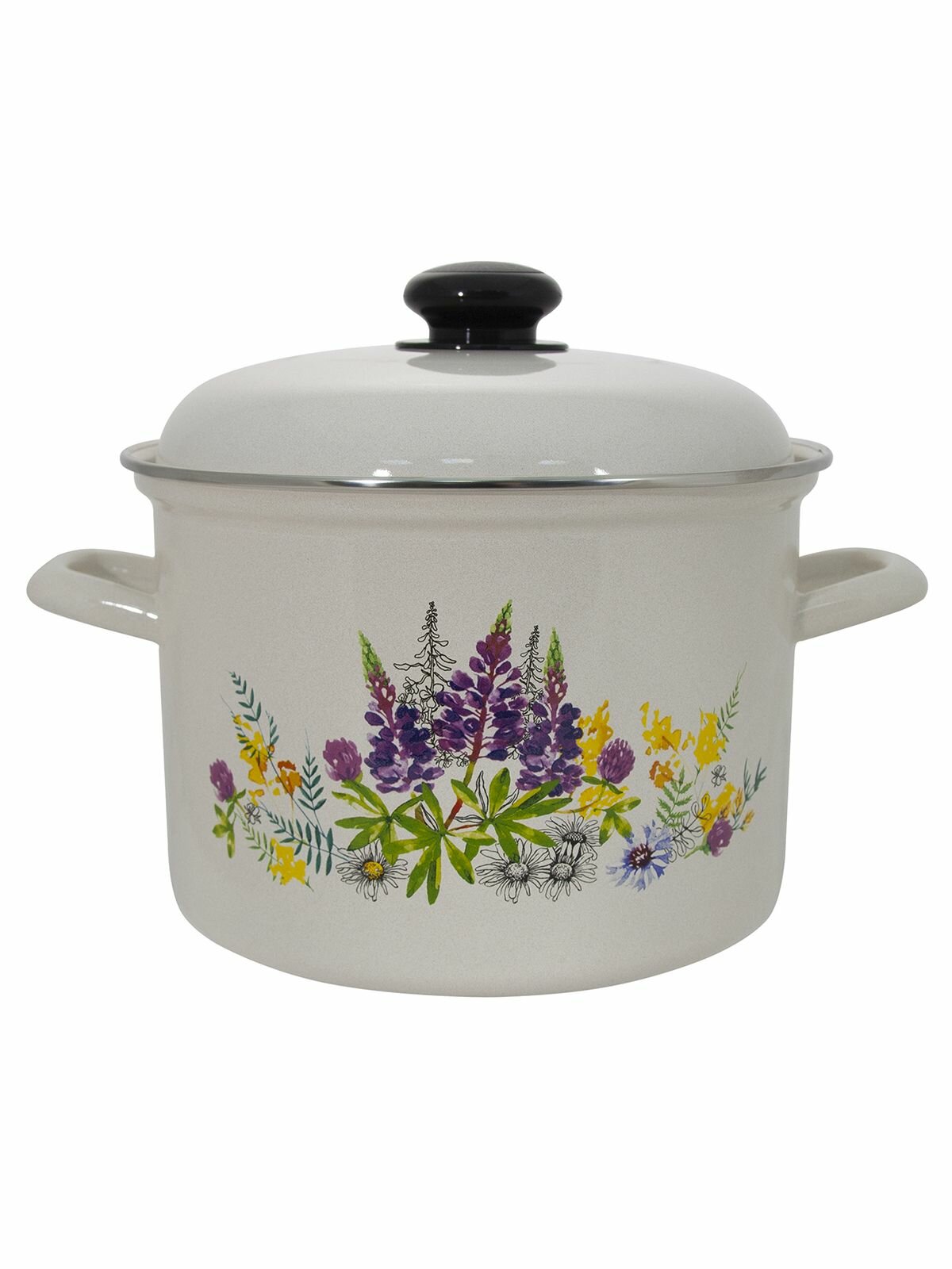 Кастрюля эмалированная Лысьвенские эмали Люпины, с крышкой, 3 л