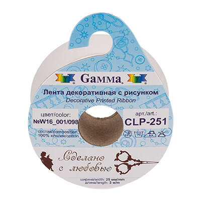 Gamma" хлопковая лента с рис. CLP-251 фасовка 25 мм (1') " 3 м СК/Распродажа W16_001/098 "Ручная работа