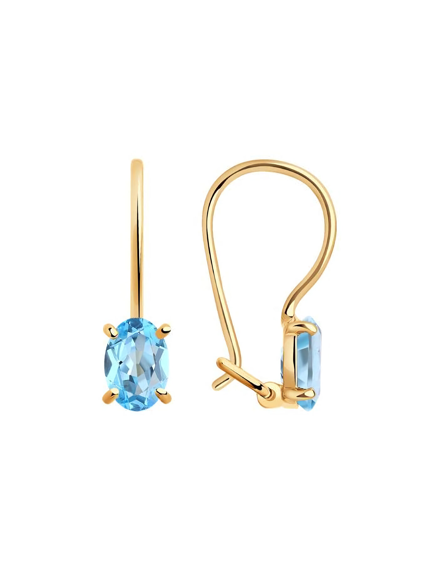 Серьги, красное золото, 375 проба, топаз