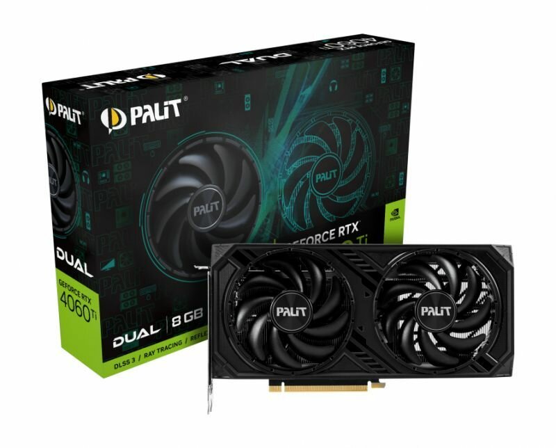 Видеокарта Palit RTX4060Ti DUAL 8GB GDDR6 128-bit DPx3 HDMI (NE6406T019P1-1060D)