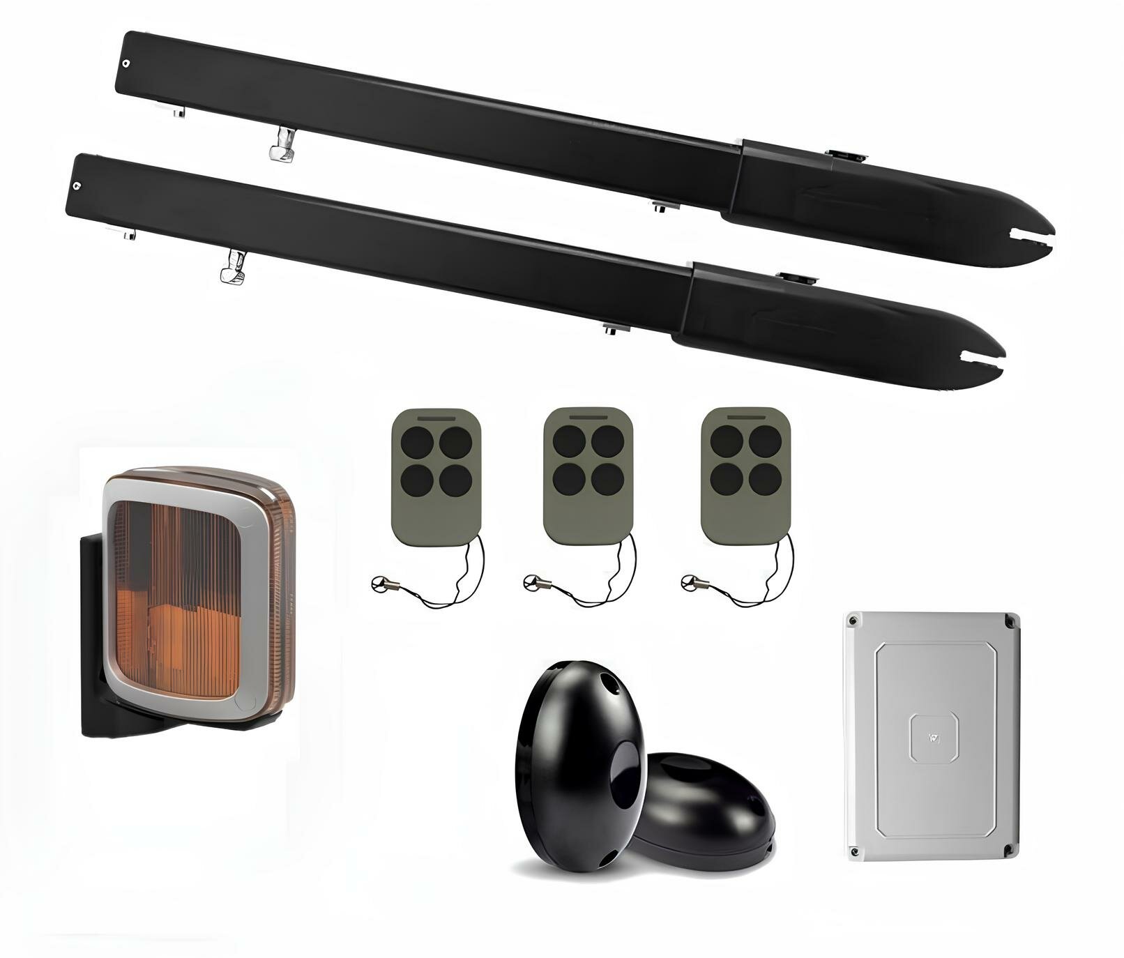 Автоматика для распашных ворот KSW-3000 FULL-T3-2K, комплект: 2 привода, блок управления, 3 пульта, фотоэлементы, лампа