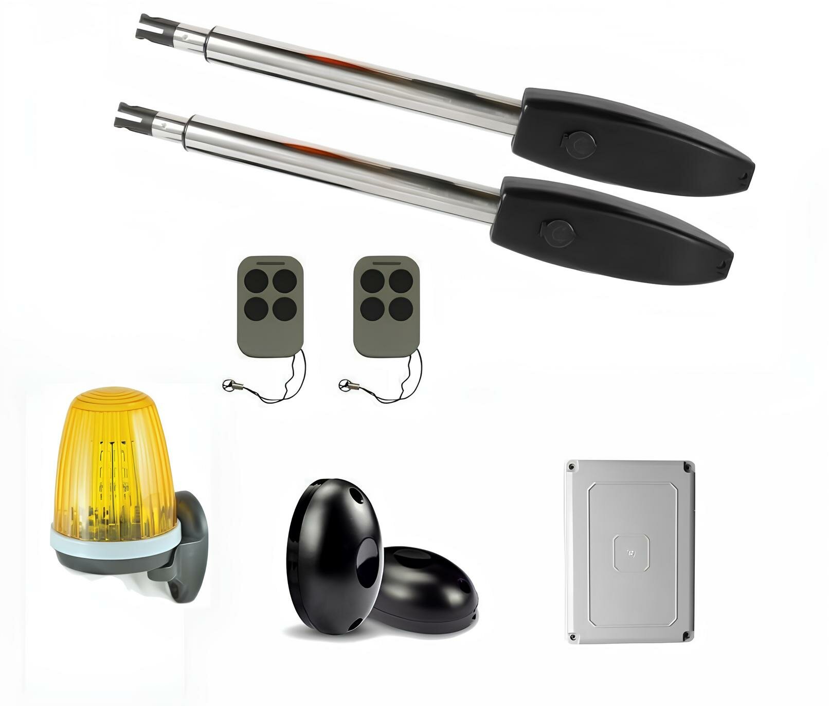 Автоматика для распашных ворот KSW-2500 FULL-3K, комплект: 2 привода, блок управления, 2 пульта, фотоэлементы, лампа