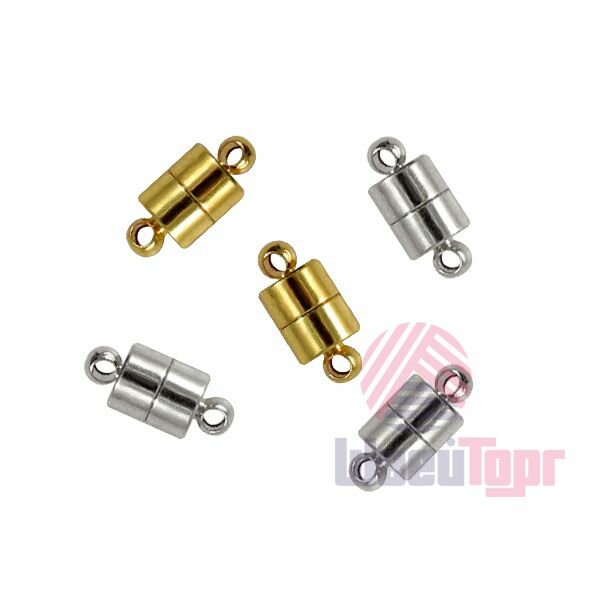 Застежка для бус (магнитная) серебро/6х13мм/10 шт