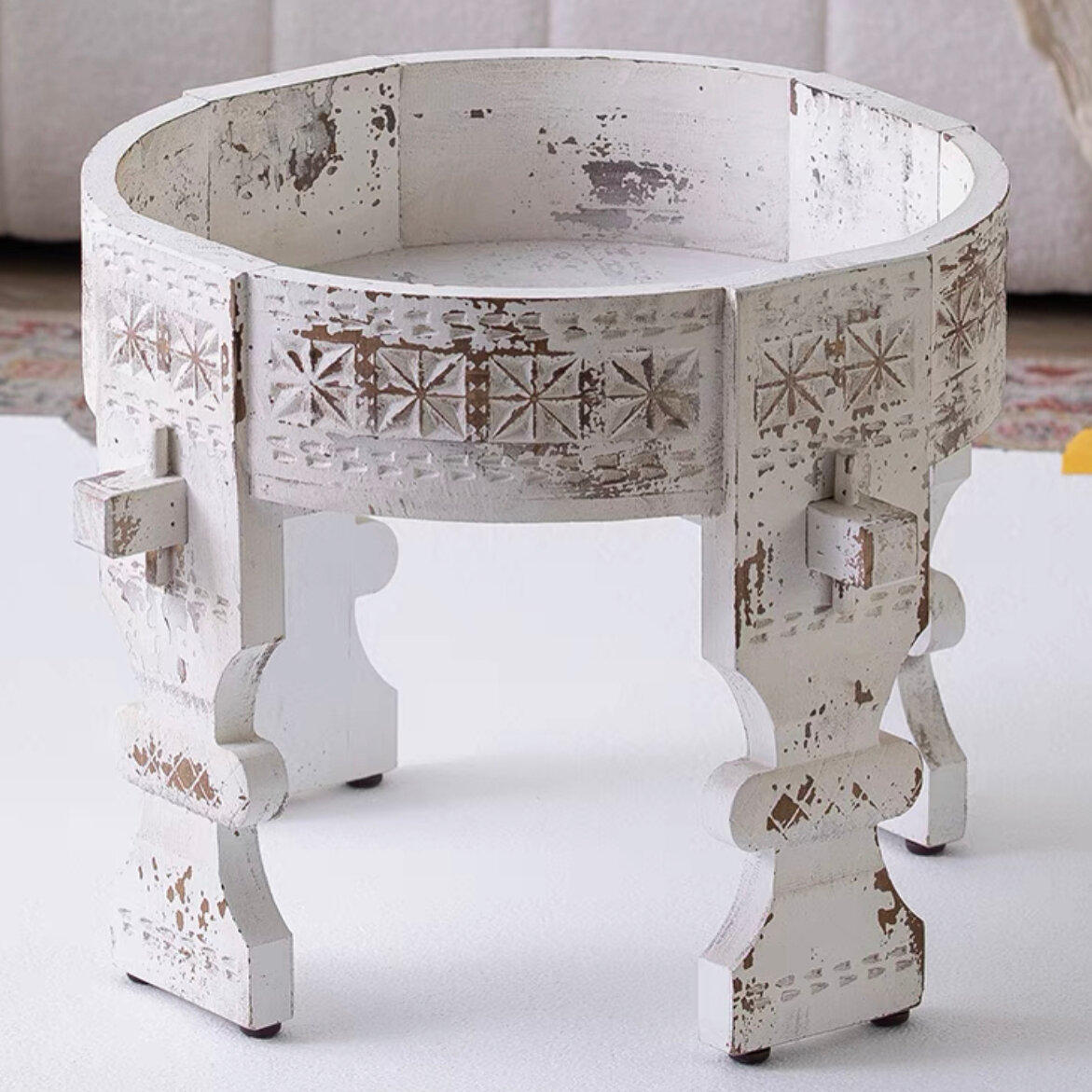 Журнальный столик в марокканском стиле Tavolino (цвет белый/ 50см)