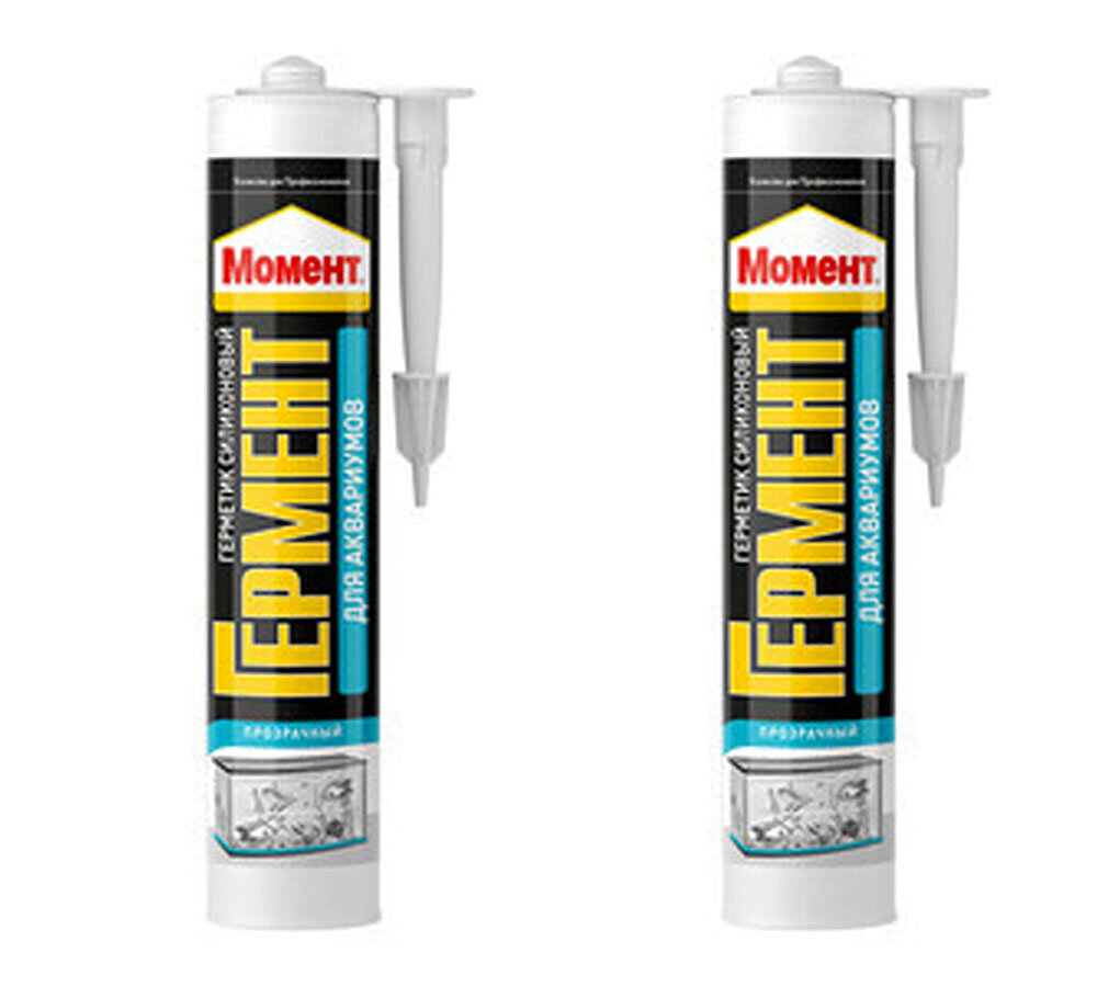 Герметик силиконовый для аквариумов и стекла Момент Гермент прозрачный 280 мл (2 шт.)