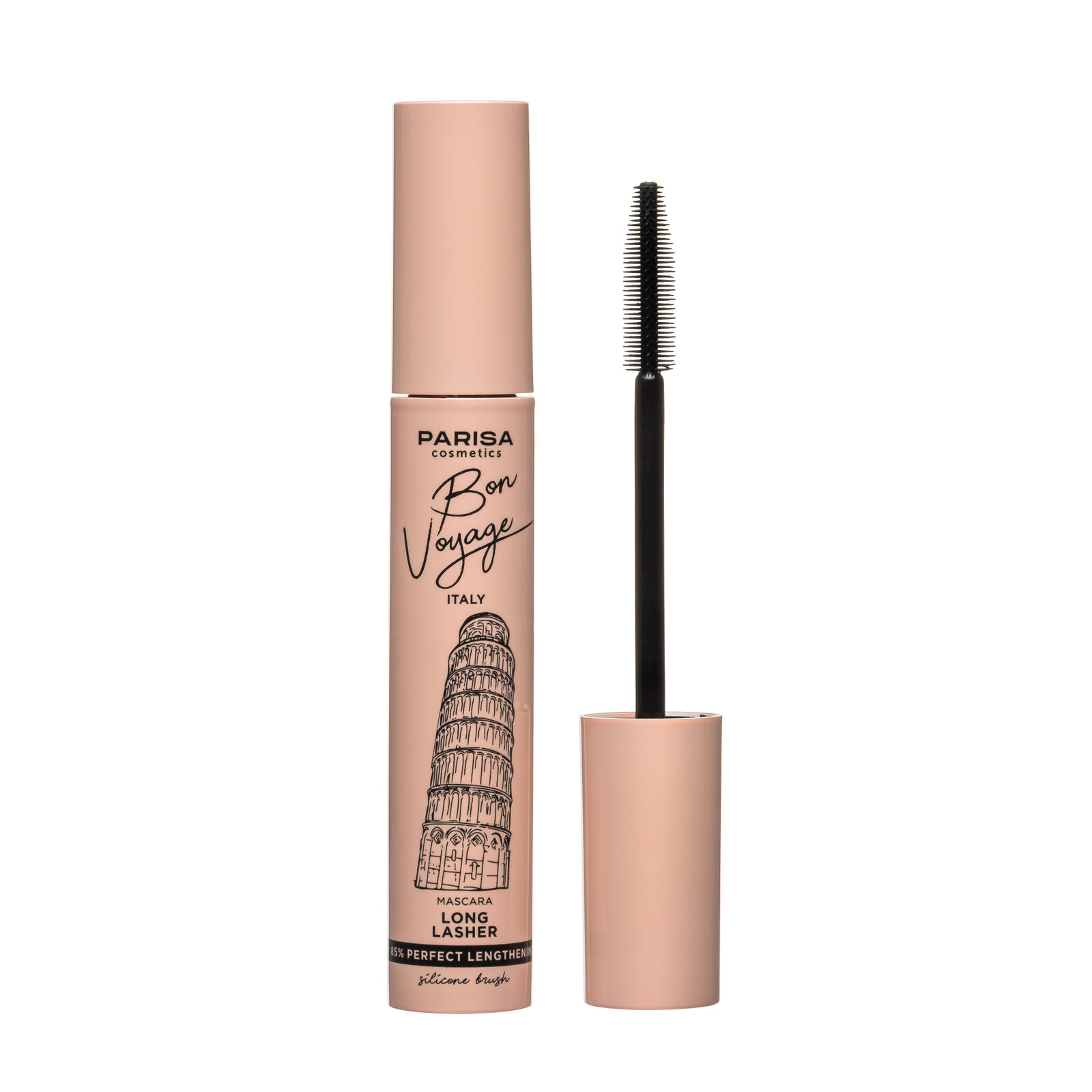 Тушь для ресниц Parisa Cosmetics Bon Voyage Italy Long Lashes, силиконовая кисть, цвет: черный, 12 мл