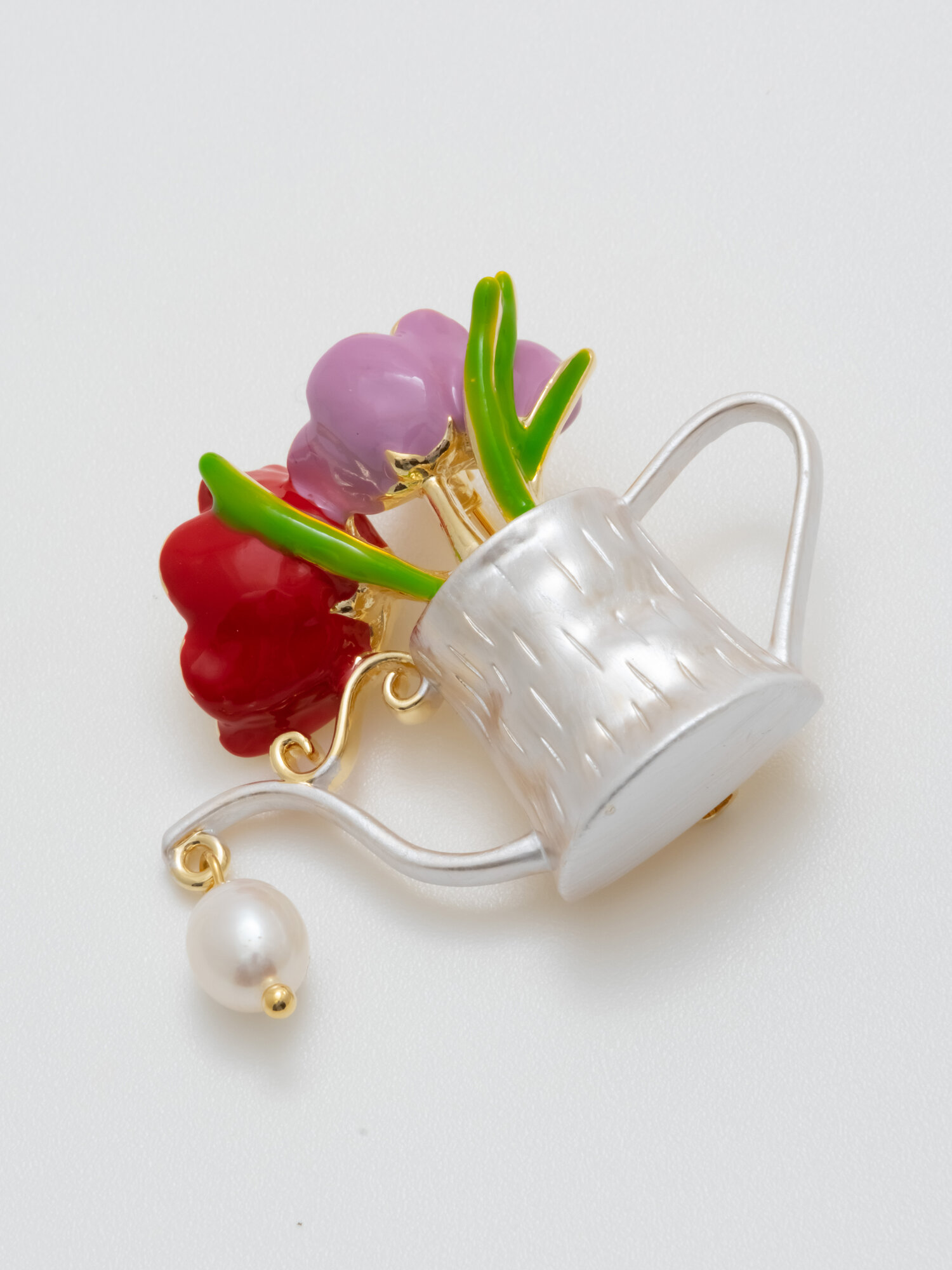 Брошь, жемчуг пресноводный культивированный