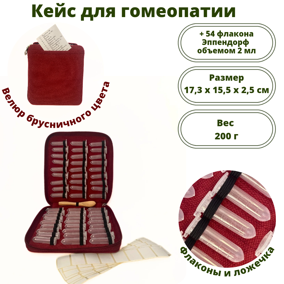 Аптечка, пенал, органайзер, кейс для гомеопатии на 54 препарата объёмом 2 мл