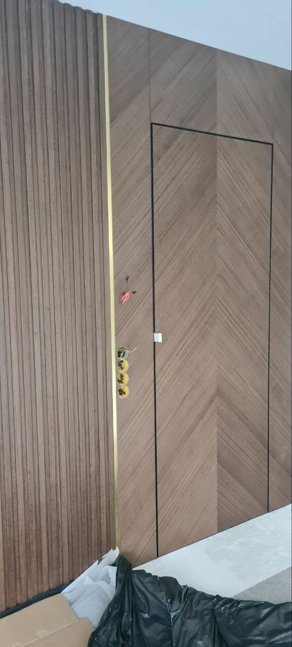 Стеновые панели из натурального дерева. Шпон Дуба MOD-5.1 "Pepe Nero". 280х60см 1шт.