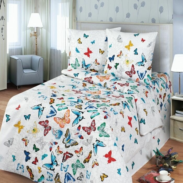 ЛайтПостель детский комплект постельного белья с простынью на резинке "Бабочки-2", размер 80*170
