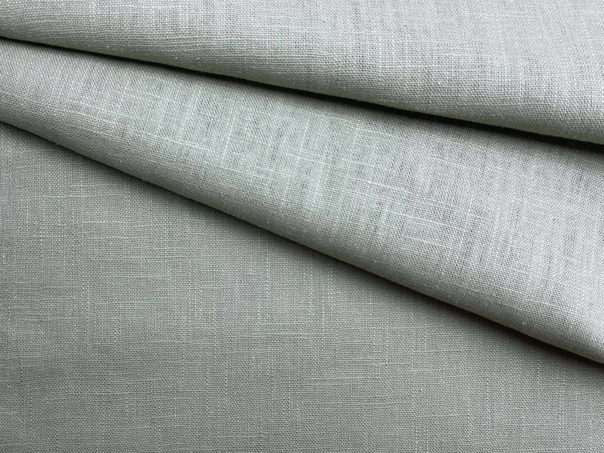 Ткань Лён серо-оливкового цвета однотонная 20470