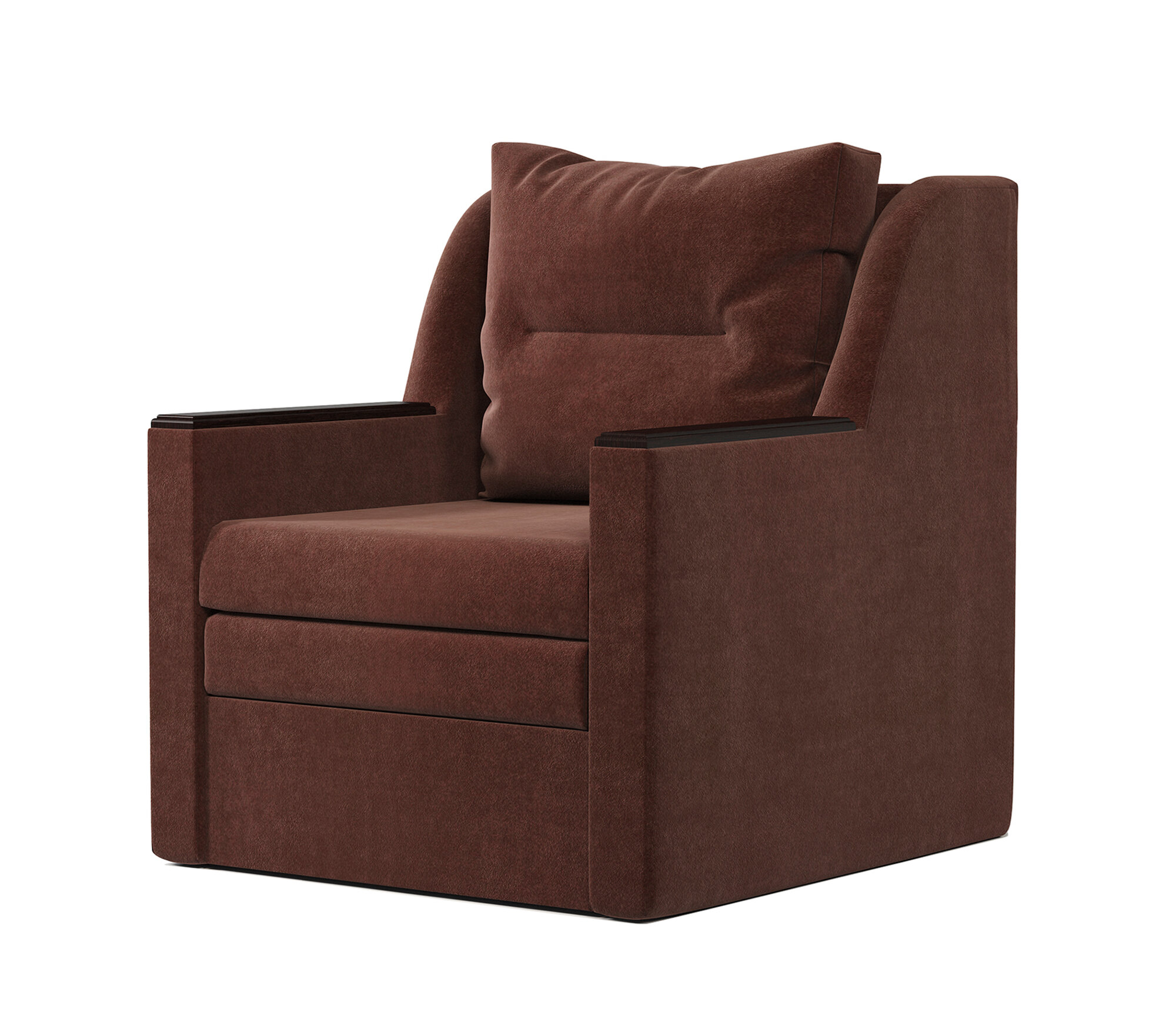 Кресло-кровать Шарм-Дизайн Соло раскладное кресло в гостиную, с ящиком для белья, 62х190 см, велюр Дрим шоколад