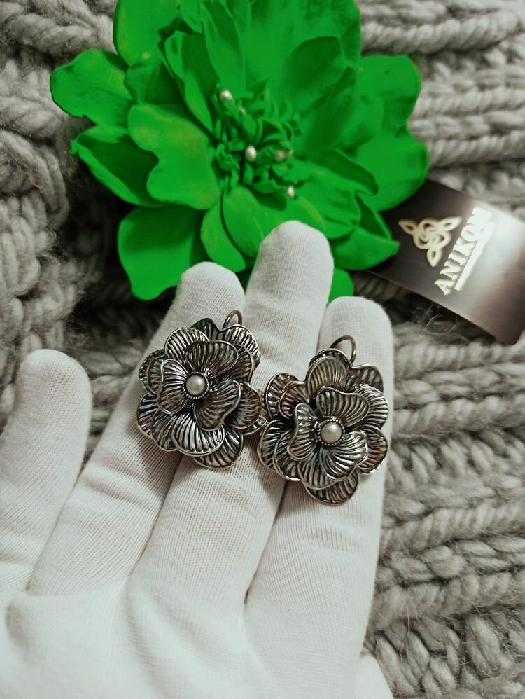 Серьги, искусственный камень, жемчуг имитация