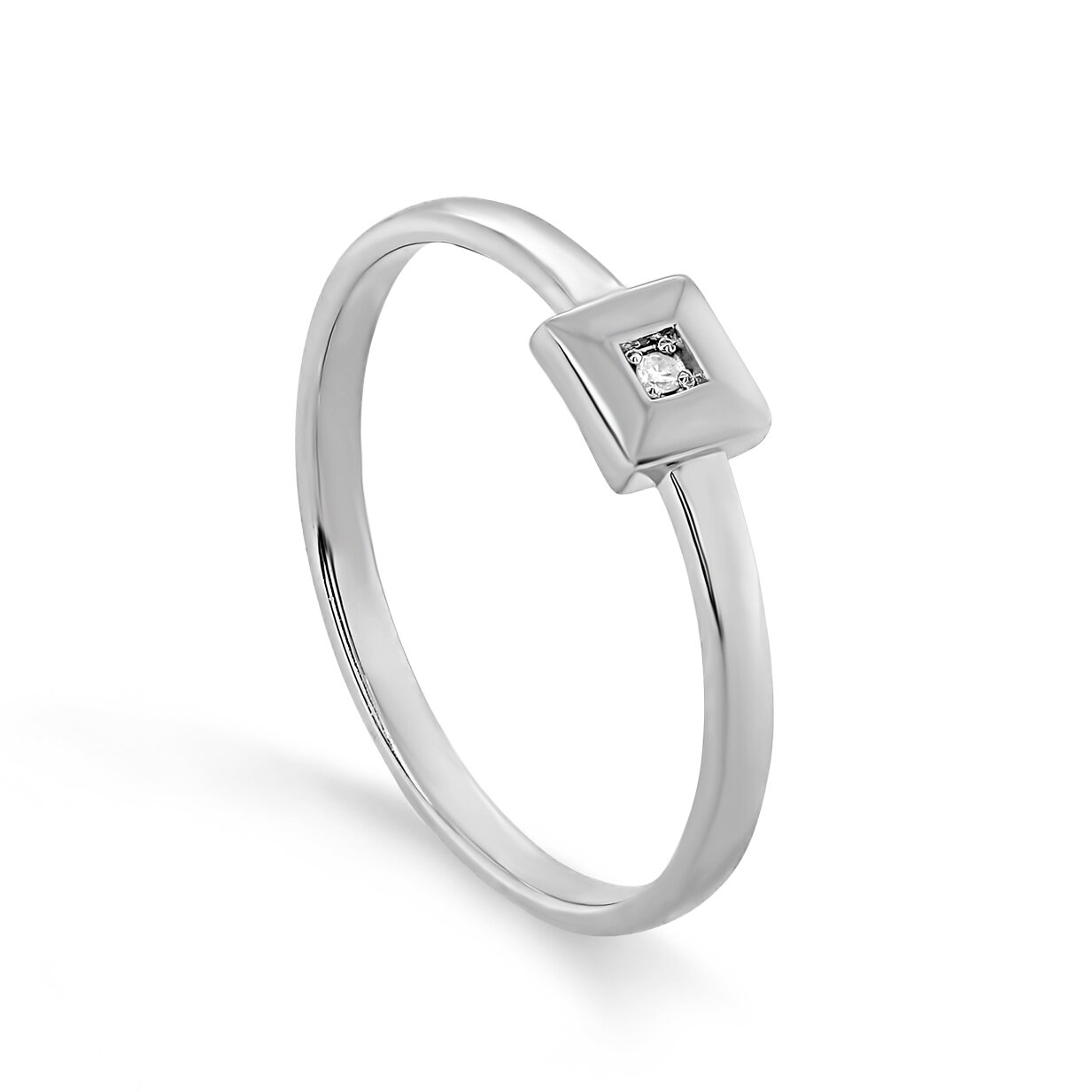 Кольцо, серебро, 925 проба, бриллиант