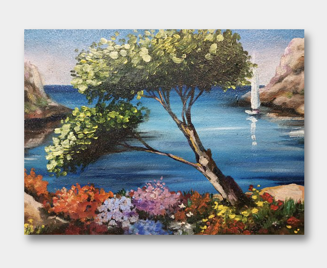 Картина маслом "Морской пейзаж", художник Надежда Сосновикова, 20х30