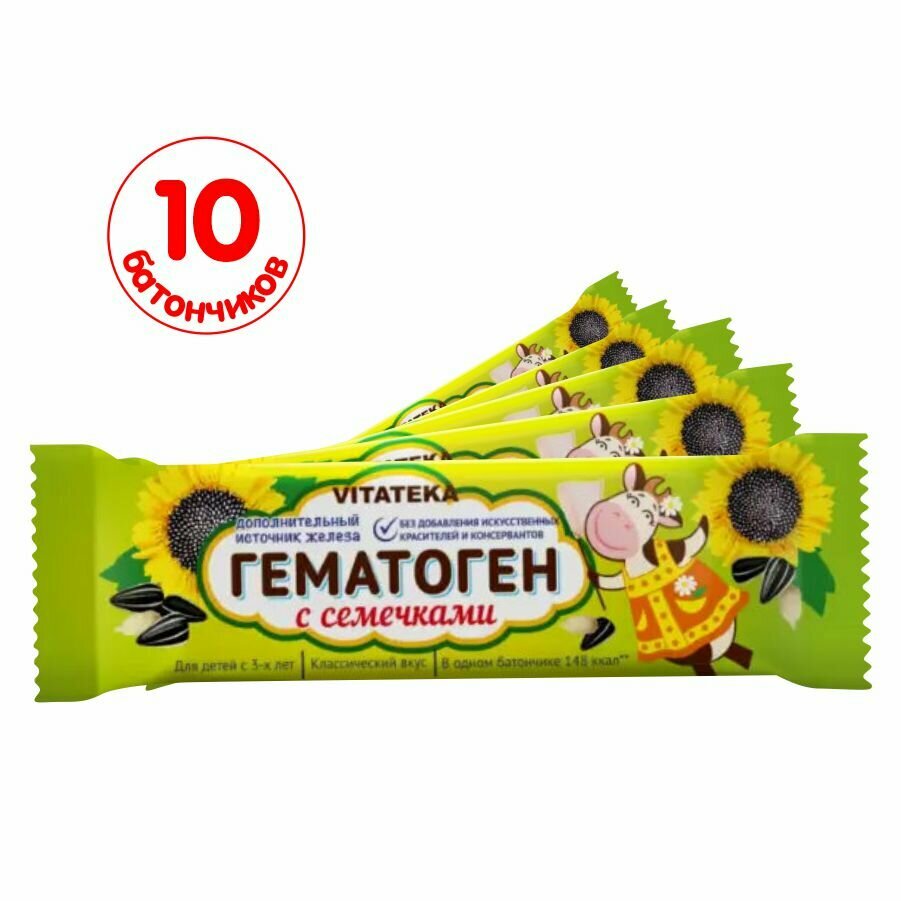 Гематоген Vitateka с семечками 40 гр. х 10 шт.