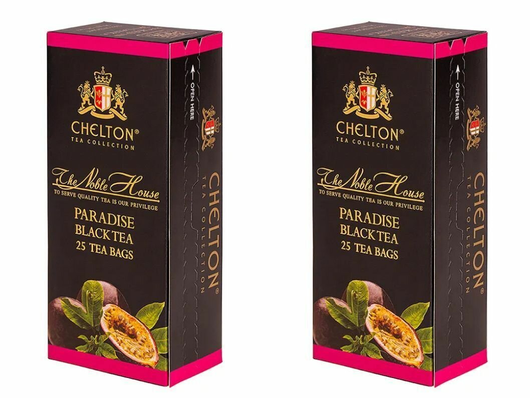Chelton Черный чай Благородный дом Paradise, с маслом маракуйи 25 пакетиков по 2 г, 2 уп