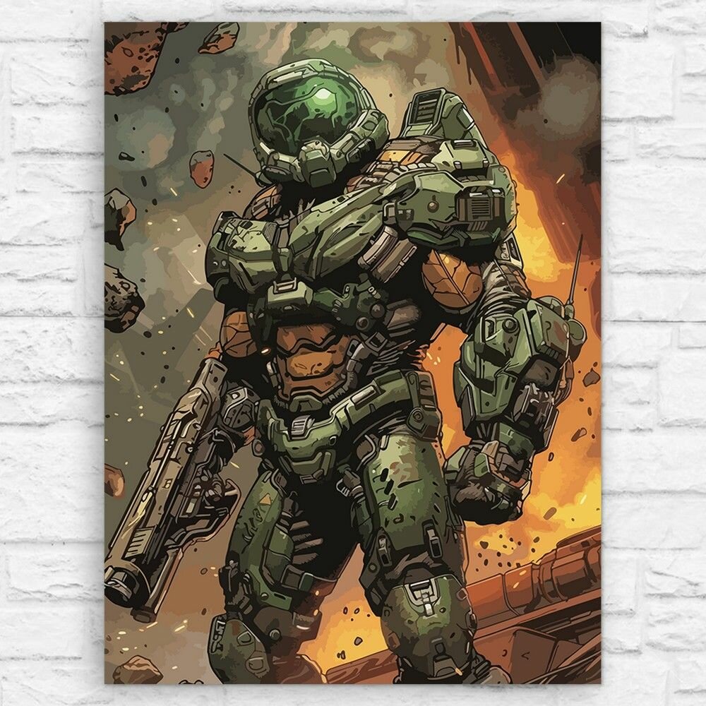 Картина по номерам на холсте игра DOOM (Думгай, PS, PC, XBOX, SWITCH) - 15148 В 60x80