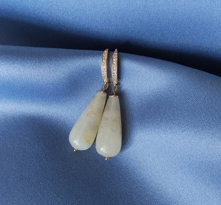 Серьги Красный бархат, нефрит