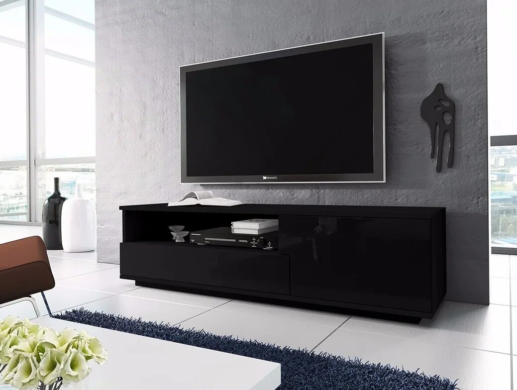 ТВ-тумба 199 МДФ (черная) NEW 138x40x41 см, черный GOODFORM