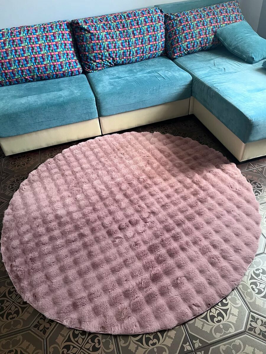 Ковер Natali's Carpets, на пол в комнату противоскользящий, прикроватный, рельефный 80х80 см круглый