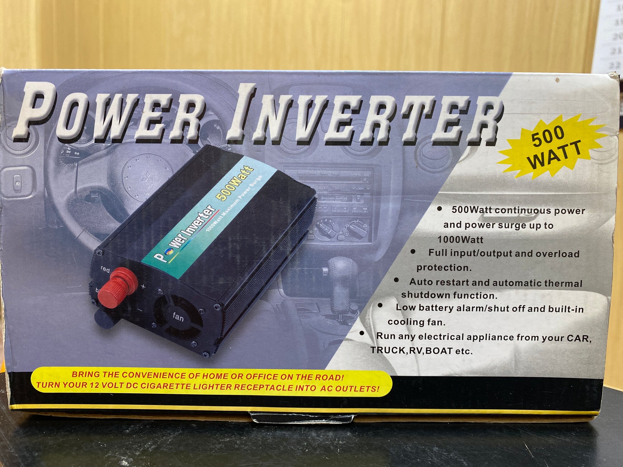 Автомобильный инвертор 12В - 220В, 500Вт, модифицированная синус-форма, Преобразователь напряжения 12 в 220