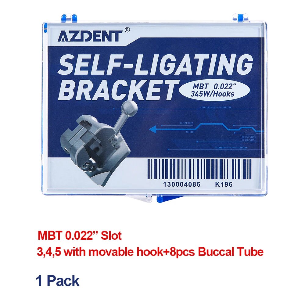 AZDENT Self-Ligating Bracket MBT 0.022" 3,4,5 с Movable Hook