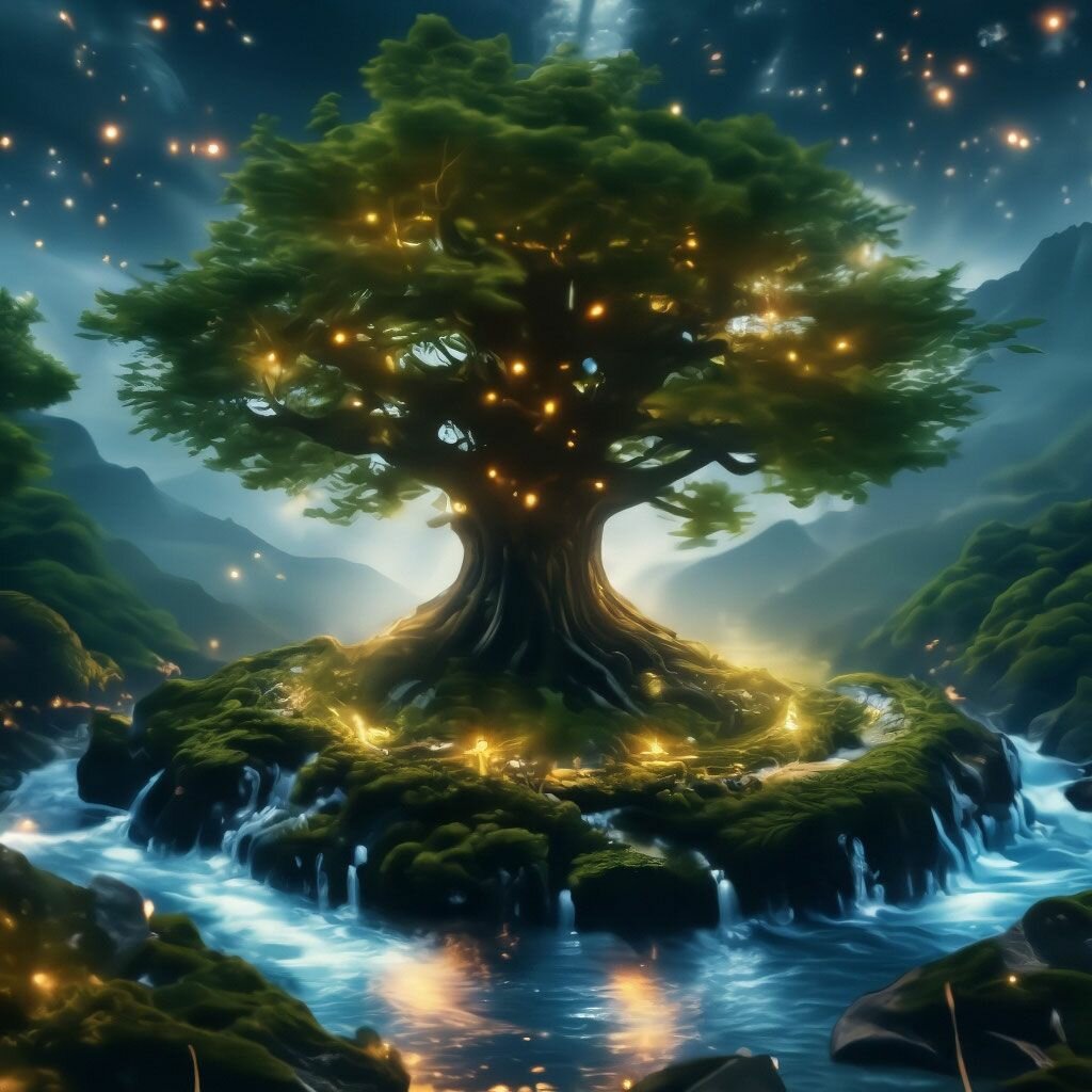 Картина по номерам масляными красками на подрамнике и подложке. Волшебное дерево. С люминофором.