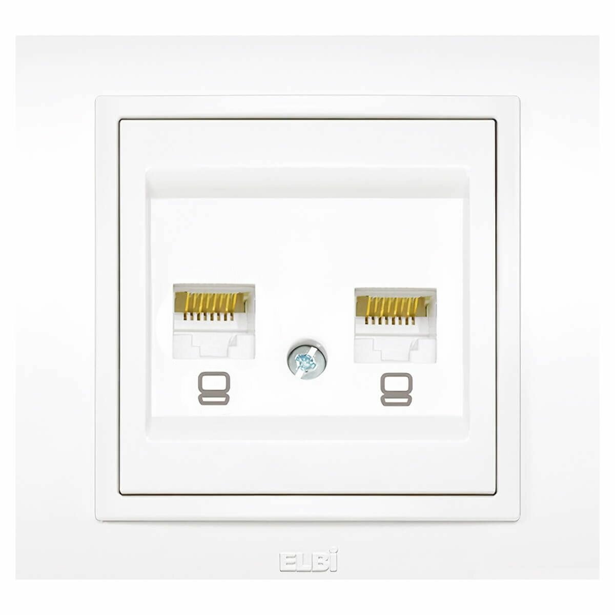 Розетка компьютерная двойная EL-BI Zena Vega Natural 2хRJ45 cat.6 c рамкой молочно-белая 500-010200-248