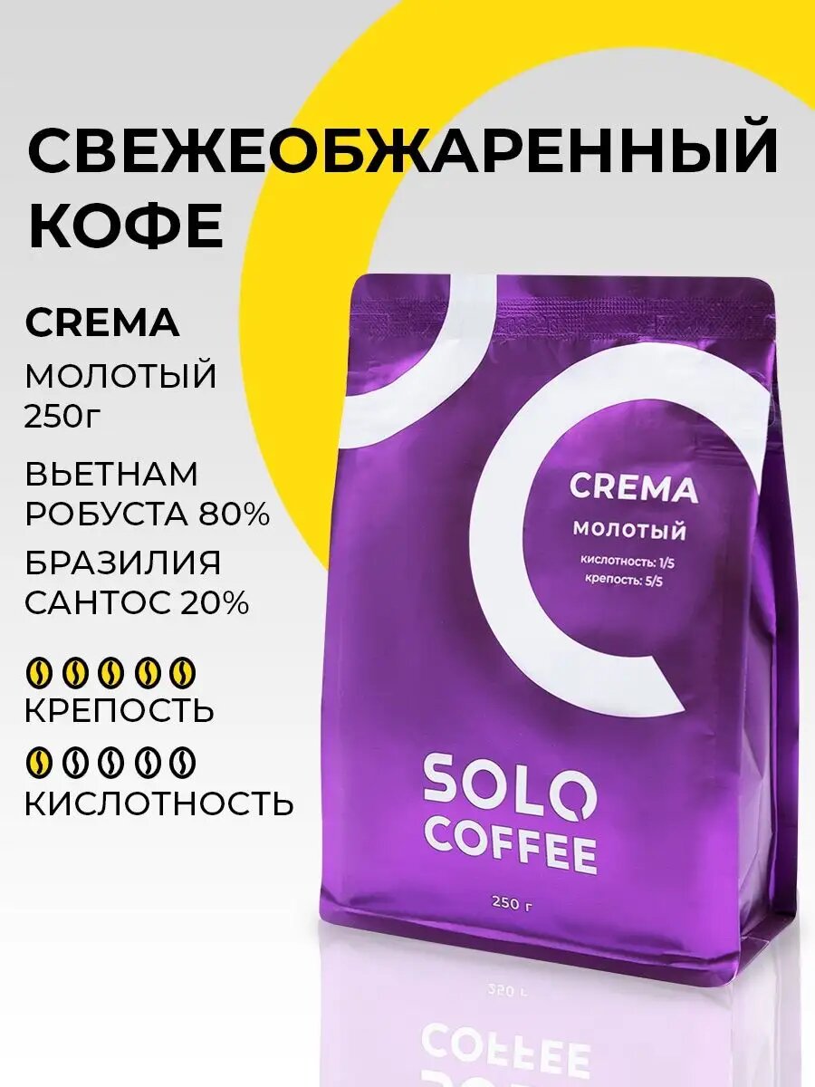 Кофе молотый CREMA, 250 г, свежая обжарка