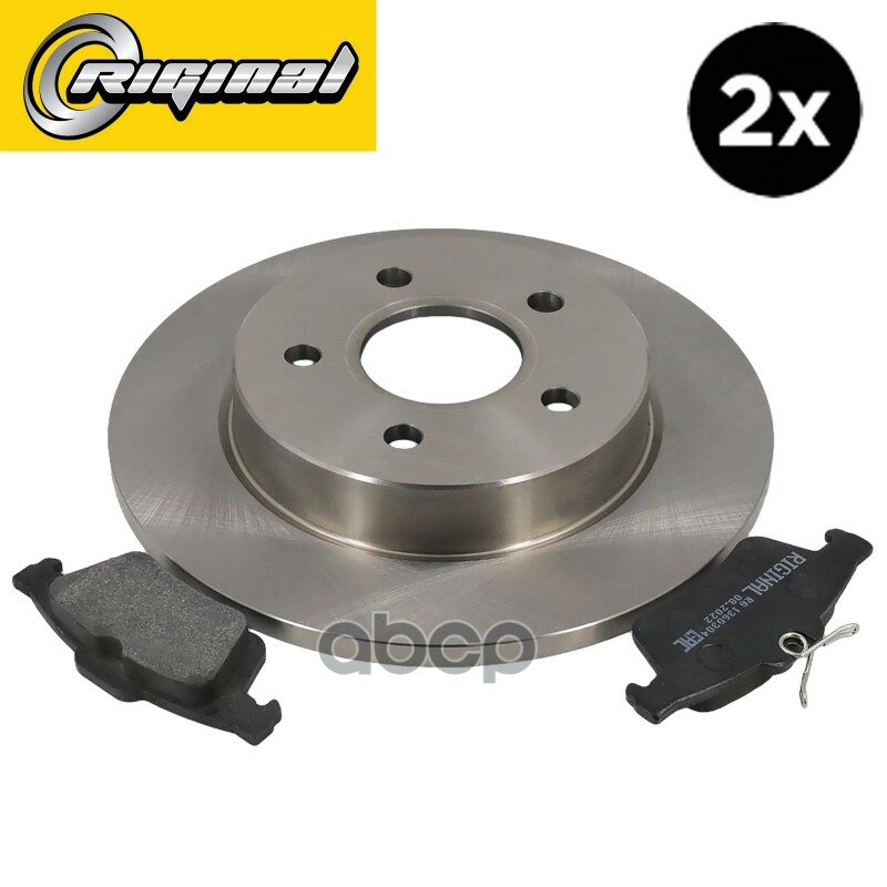 Диски тормозные с колодками зад комплект Ford Focus II 04>/C-Max 1.6/1.8/2.0 Riginal арт. RGDF4372KIT