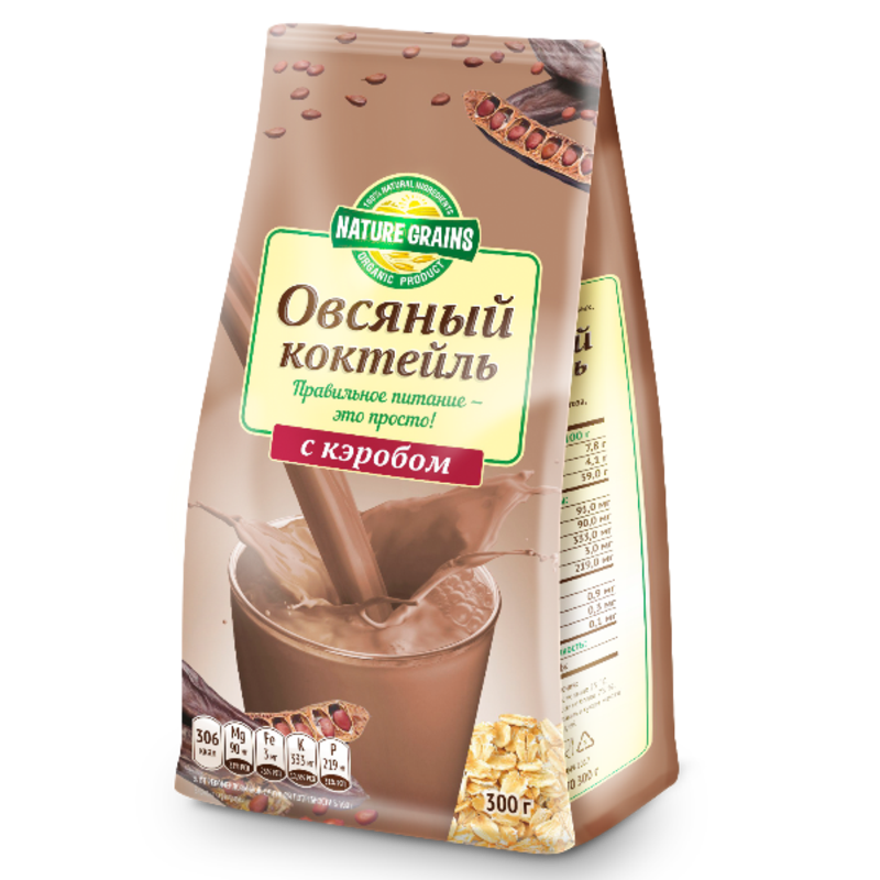 Коктейль сухой овсяный Nature Grains "С кэробом" "Компас здоровья" 300 г