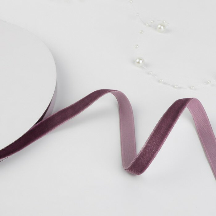 Лента бархатная, 10 мм, 18 ± 1 м, цвет ежевичный №199, 9626990