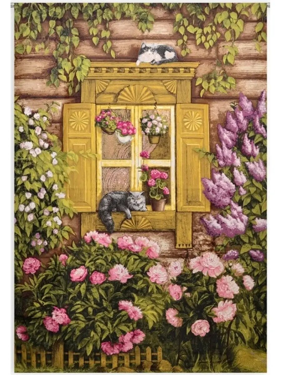 Большой гобелен на стену на подкладке Окно. 130х190 см.