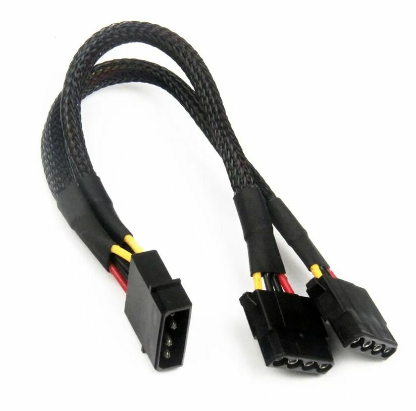 Разветвитель molex 1 в 2 в оплетке черный 20см