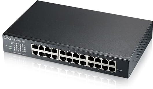 Коммутатор гибридный Smart L2 Zyxel NebulaFlex GS1915-24E, rack 19", 24xGE, бесшумный (без вентилятора), автономное/облачное управление