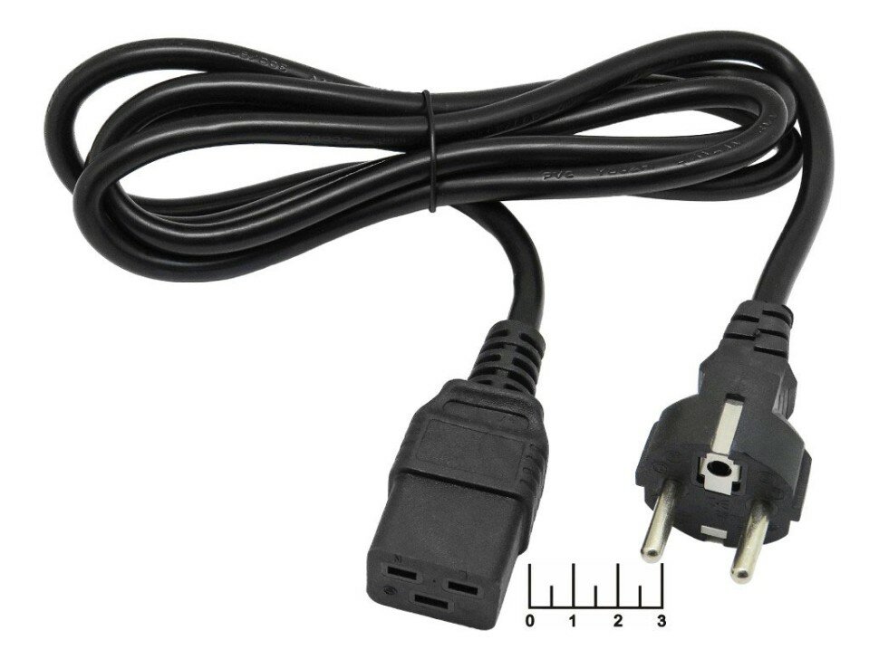 Шнур сетевой 3pin гнездо C19 с землей 1.8м (3*1.5) (112907)