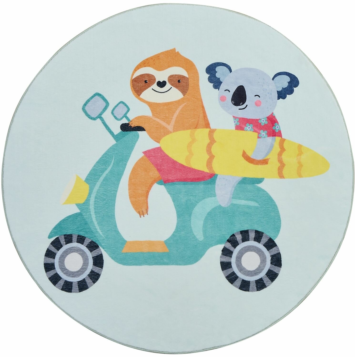 Коврик детский прикроватный Kindora VA-13 "Веселые серферы" 100x100см