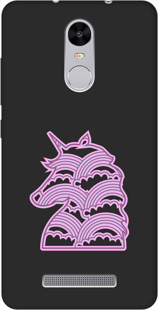 Матовый чехол Rainbow Unicorn для Xiaomi Redmi Note 3 / Note 3 Pro / Сяоми Редми Ноут 3 / Ноут 3 Про с 3D эффектом черный
