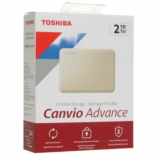 Внешний жесткий диск 2TB Toshiba Canvio Advance USB 3.2 Gen1, светло-бежевый (HDTCA20EW3AA)