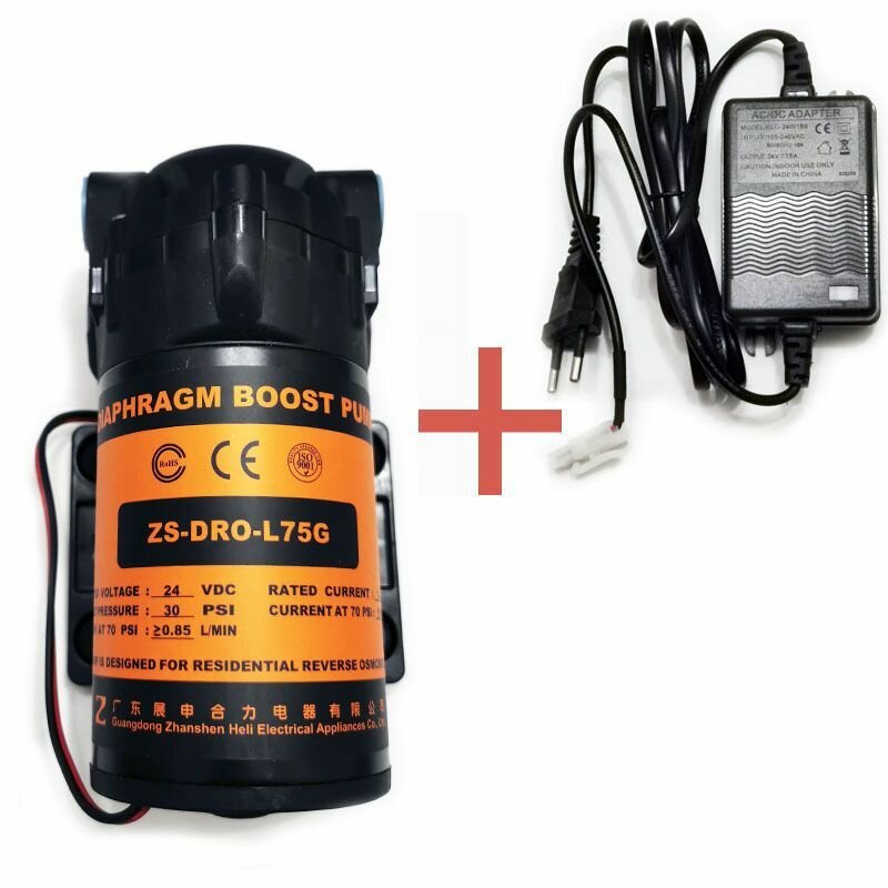 Насос ZS DRO-L75G (помпа) с блоком питания 24В 1,5Адля фильтра с обратным осмосом Родничок.
