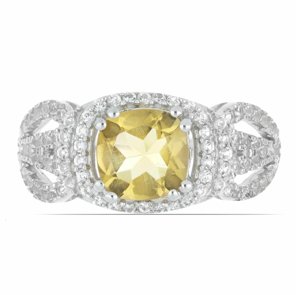 Кольцо, серебро, 925 проба, родирование, топаз, кварц