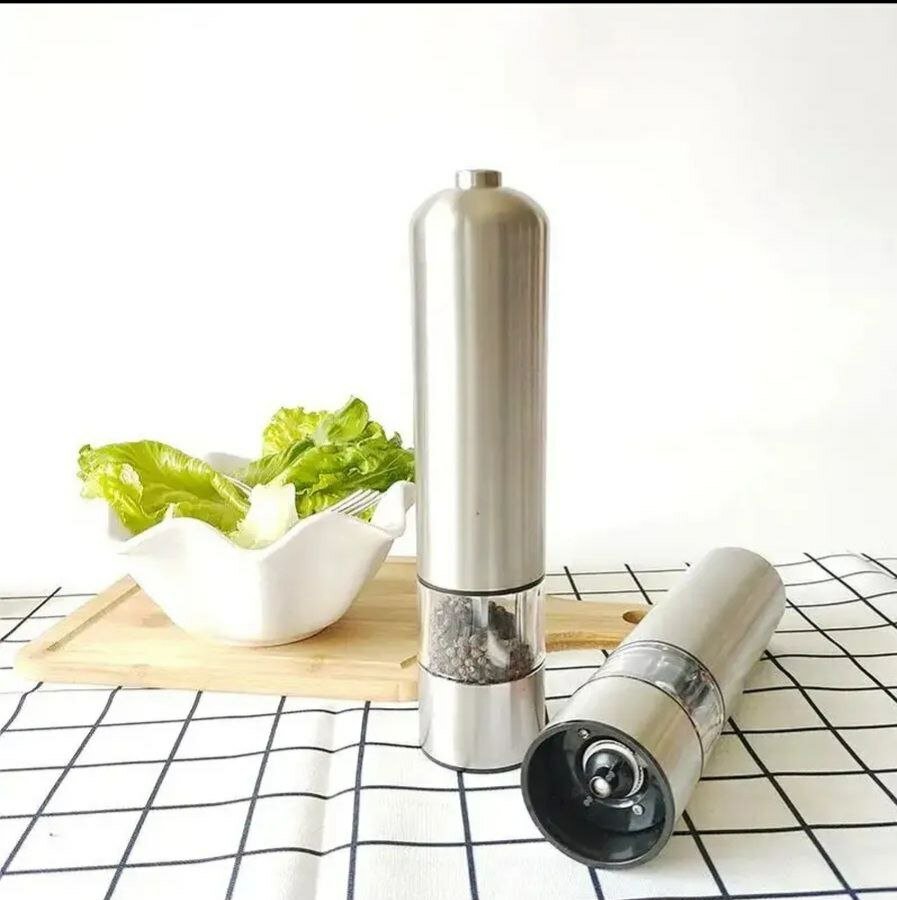Мельница для специй с подсветкой, нержавеющая сталь, батарейки