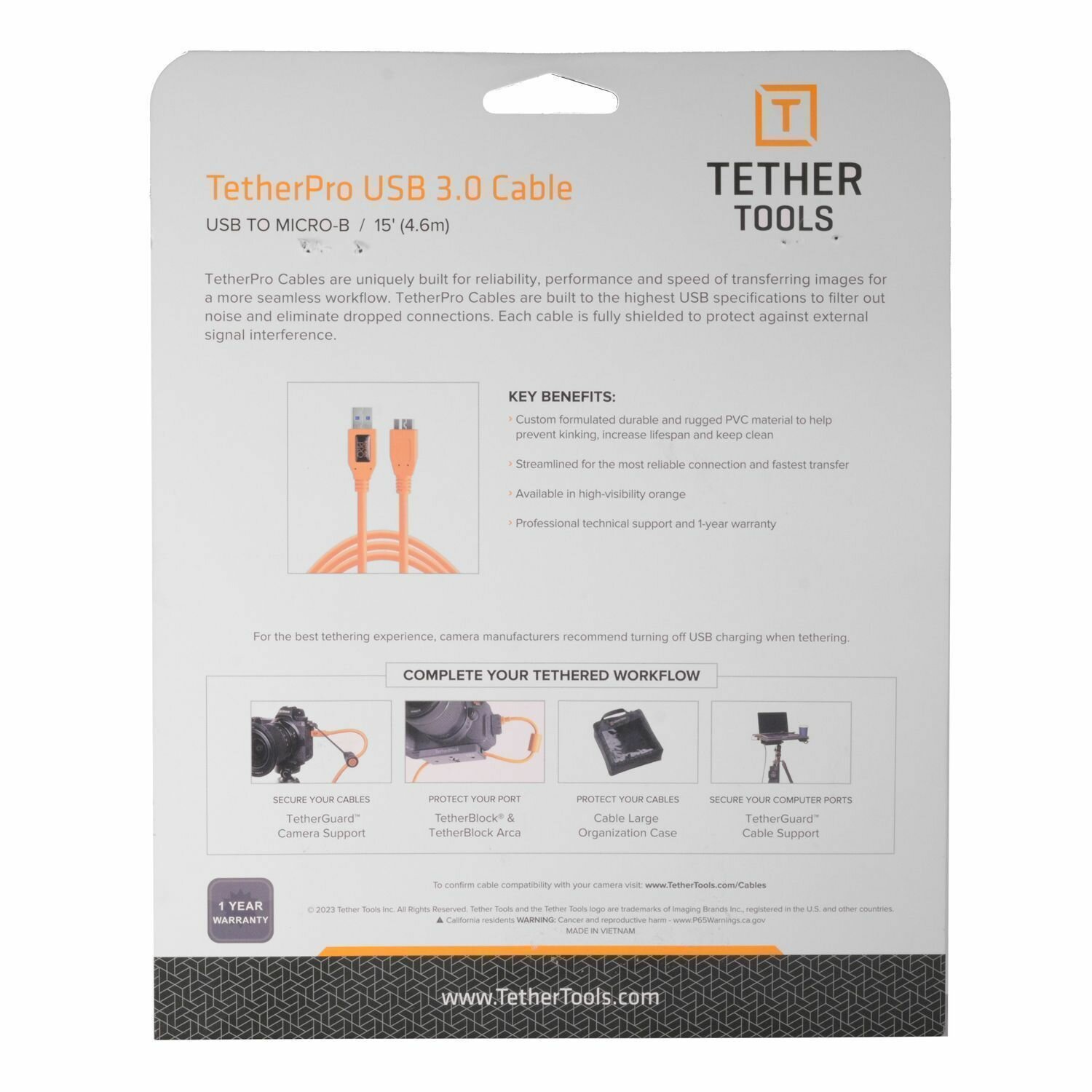 Кабель Tether Tools TetherPro USB 3.0 to Micro-B 4.6m Orange [CU5454] — фото 1