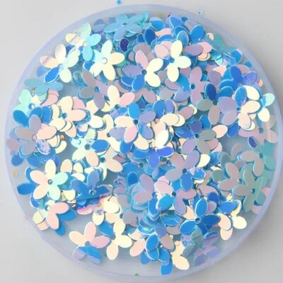 Пайетки цветочные blue gold 10 мм, 10 г
